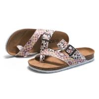 China Women geometry Print rubber flat sole Sandal Summer Autumn Beach Slippers For Ladies new design cork slipper for sale
