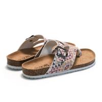 China Women geometry Print rubber flat sole Sandal Summer Autumn Beach Slippers For Ladies new design cork slipper for sale