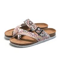 China Women geometry Print rubber flat sole Sandal Summer Autumn Beach Slippers For Ladies new design cork slipper for sale