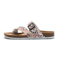 China Women geometry Print rubber flat sole Sandal Summer Autumn Beach Slippers For Ladies new design cork slipper for sale
