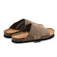 China 2021 ladies new fashion Adjustable buckles solid color cork bottom flat sandals and slippers women's outer wear home slippers for sale