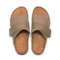 China 2021 ladies new fashion Adjustable buckles solid color cork bottom flat sandals and slippers women's outer wear home slippers for sale