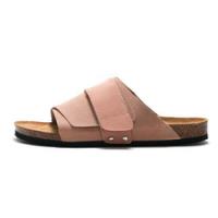 China 2021 ladies new fashion Adjustable buckles solid color cork bottom flat sandals and slippers women's outer wear home slippers for sale