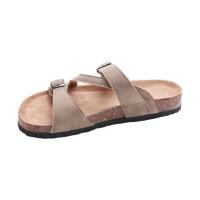 China Ladies New Style Popular Soft Wooden Sole Metal Buckles Open Toe Women Comfort Casual Slippers platform slide sandals for sale