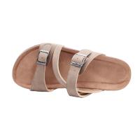 China Ladies New Style Popular Soft Wooden Sole Metal Buckles Open Toe Women Comfort Casual Slippers platform slide sandals for sale