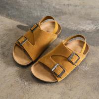 China Cool  Soft Children Slipper Shoes Wooden Sole Microfiber Leather for sale