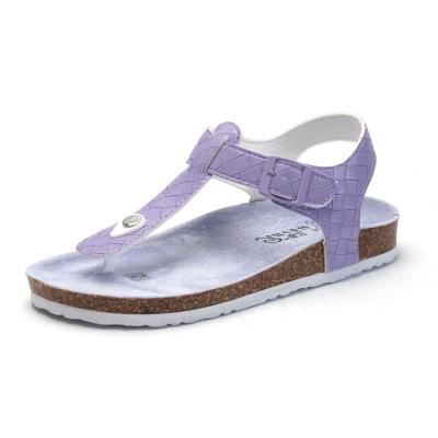 China Women's flip flop flat casual cork slides slippers buckle strap flat summer cork women solid color Beach  sandals for sale