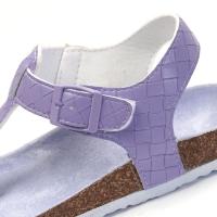 China Women's flip flop flat casual cork slides slippers buckle strap flat summer cork women solid color Beach  sandals for sale