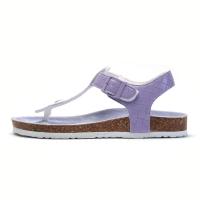 China Women's flip flop flat casual cork slides slippers buckle strap flat summer cork women solid color Beach  sandals for sale