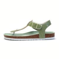 China Women's flip flop flat casual cork slides slippers buckle strap flat summer cork women solid color Beach  sandals for sale