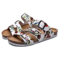 China new design Wood Women Cork sandals  Lady house indoor and outdoor slippers white platform sandal for sale