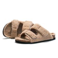China New arrival summer ladies winter home shoes faux fur slides women fluffy bedroom slippers women solid color sandals for sale