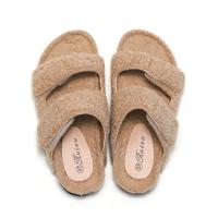 China New arrival summer ladies winter home shoes faux fur slides women fluffy bedroom slippers women solid color sandals for sale