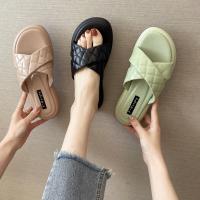 China Korean version 2022 summer fashion cross sandals fairy style casual flat heels for women slippers outside home slippers indoor for sale