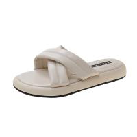 China Korean version 2022 summer fashion cross sandals fairy style casual flat heels for women slippers outside home slippers indoor for sale