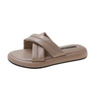 China Korean version 2022 summer fashion cross sandals fairy style casual flat heels for women slippers outside home slippers indoor for sale
