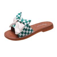 China 2022 new custom outdoor wedge sandals fashion plaid bowknot upper ladies soft bottom non-slip casual shoes for sale