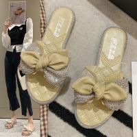 China Sandals for women and ladies hot sale new summer custom rhinestone fashion bowknot upper non-slip sole slippers for sale