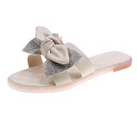 China Sandals for women and ladies hot sale new summer custom rhinestone fashion bowknot upper non-slip sole slippers for sale