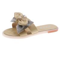 China Sandals for women and ladies hot sale new summer custom rhinestone fashion bowknot upper non-slip sole slippers for sale