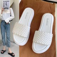 China Flat Bottom Summer Beach Shoes Woven Upper Solid Color Soft for sale
