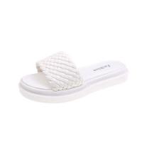 China Flat Bottom Summer Beach Shoes Woven Upper Solid Color Soft for sale