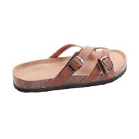 China Fashion women leather shoes ladies faux suede sandals soft wood soles slippers rubber slide sandals for sale