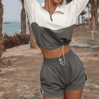 China Wholesale Ladies Jogger Suit zipper Long Sleeves Pullover Women sportswear Plus Size casual shorts set Factory Hot Selling for sale