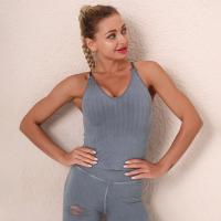 China Lady Clothing Breathable stripe Cotton Vest wholesale leisure Sleeveless Camisole Tank Top Solid Color run top for sale