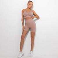 China New fashion women seamless yoga leggings collocation sports bra 2-piece wholesale customization gym wear for sale