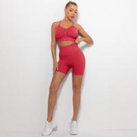 China New fashion women seamless yoga leggings collocation sports bra 2-piece wholesale customization gym wear for sale