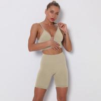 China New fashion women seamless yoga leggings collocation sports bra 2-piece wholesale customization gym wear for sale