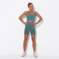 China New fashion women seamless yoga leggings collocation sports bra 2-piece wholesale customization gym wear for sale