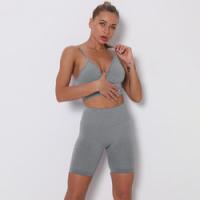 China New fashion women seamless yoga leggings collocation sports bra 2-piece wholesale customization gym wear for sale