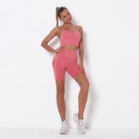 China New fashion women seamless yoga leggings collocation sports bra 2-piece wholesale customization gym wear for sale