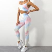 China 2022 new custom loungewear summer tie dye women sport bra and joggers leggings two-piece training Wear for sale