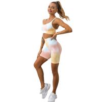 China 2022 new custom loungewear summer tie dye women sport bra and joggers leggings two-piece training Wear for sale