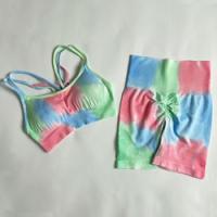 China 2022 new custom loungewear summer tie dye women sport bra and joggers leggings two-piece training Wear for sale