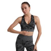 China Factory Custom 3 Pcs Women Sports Wear Sets Camouflage Seamless Breathable Bra and long sleeve crop top and Legging yoga wear for sale