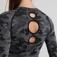 China Factory Custom 3 Pcs Women Sports Wear Sets Camouflage Seamless Breathable Bra and long sleeve crop top and Legging yoga wear for sale