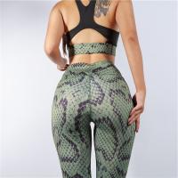 China Summer hot selling fashion snake print breathable gym wear elastic tight high waist pants sports yoga suit women fitness for sale