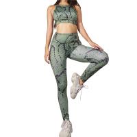 China Summer hot selling fashion snake print breathable gym wear elastic tight high waist pants sports yoga suit women fitness for sale