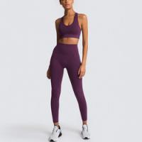 China Hot selling seamless yoga clothing set lift hip running fitness backless sports bra high waist pants tight women sportswear for sale