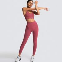 China Hot selling seamless yoga clothing set lift hip running fitness backless sports bra high waist pants tight women sportswear for sale