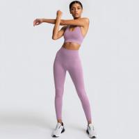 China Hot selling seamless yoga clothing set lift hip running fitness backless sports bra high waist pants tight women sportswear for sale