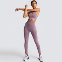 China Hot selling seamless yoga clothing set lift hip running fitness backless sports bra high waist pants tight women sportswear for sale