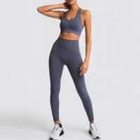 China Hot selling seamless yoga clothing set lift hip running fitness backless sports bra high waist pants tight women sportswear for sale