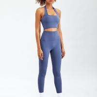 China For Women Yoga tree-piece halter neck crop top and long sleeve jacket and Running Leggings High Quality Women's sportswear for sale