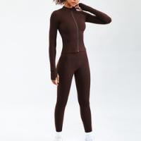 China For Women Yoga tree-piece halter neck crop top and long sleeve jacket and Running Leggings High Quality Women's sportswear for sale