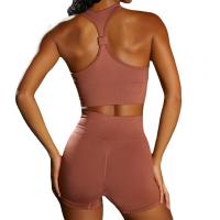 China 2022 Summer Sleeveless Lady 4 colors Customize Logo 2 Piece sports Set Crop top and ride pants yoga wear for sale